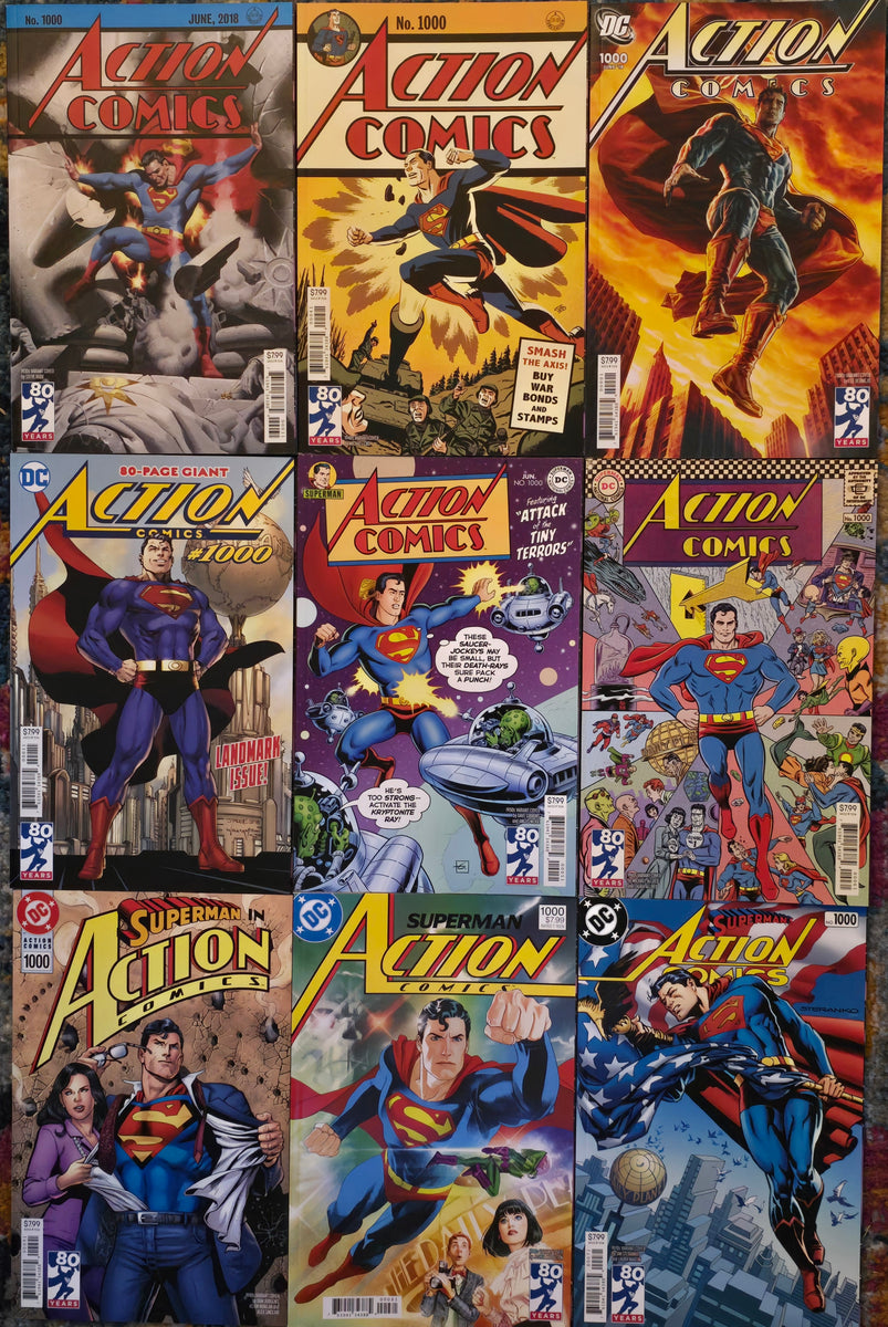 ACTION COMICS #1000 80 PG SET OF 9 VARIANTS 9.4 CONDITION – Comic Connection